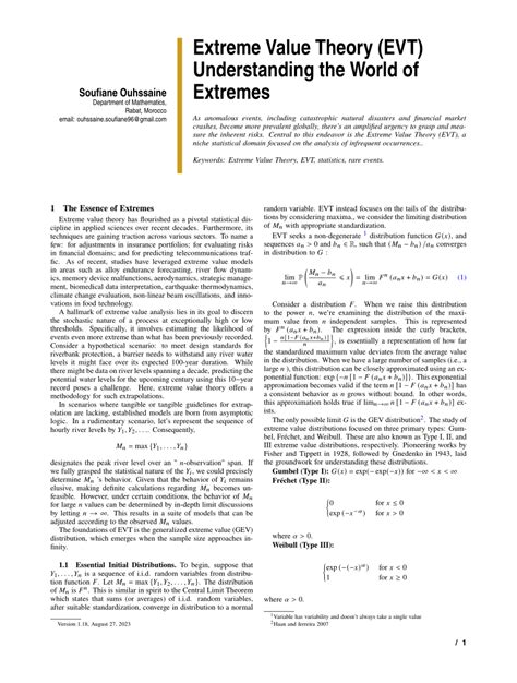 Pdf Extreme Value Theory Evt Understanding The World Of Extremes