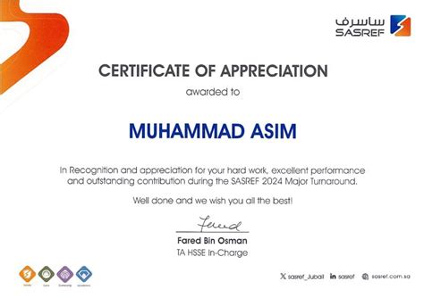 Muhammad Asim On Linkedin Certificate Of Appreciation After Successful