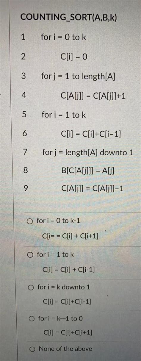 solved counting sort a b k 1 for i 0 to k 2 c[i] 0 3