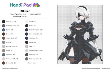 2b Nier Fuse Bead Pattern Kandi Pad Kandi Patterns Fuse Bead
