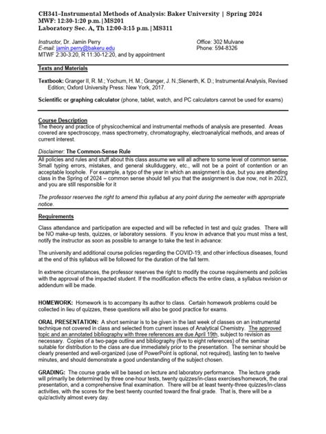 Ch341 Sp 24 Pdf Course Credit Spectroscopy