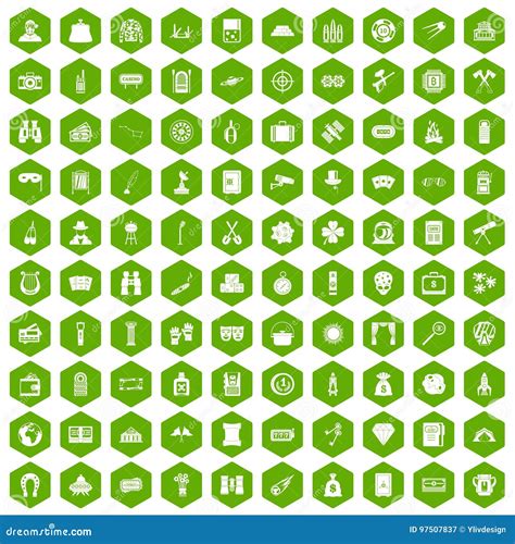 Adult Games Icons Hexagon Green Stock Vector Illustration Of Collection Masks