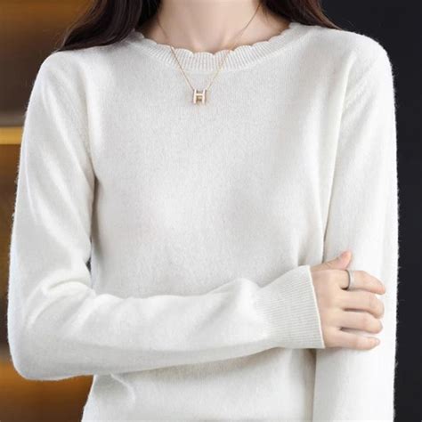 아임달라 여성 물결 라인 라운드 긴팔 니트 티셔츠 봄 가을 간절기 스웨터