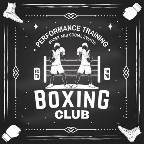 Boxing Club Badge Logo Design On Chalkboard Vector Illustration Stock