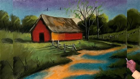 آموزش نقاشی بهار سرسبز نقاشی با پاستل گچی منظره با تکنیک انگشت Youtube