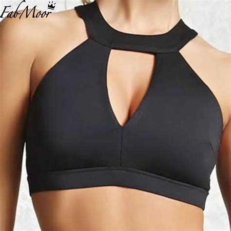 Womens Halter Sports Bra Back Hook Clousure Fitness Yoga Bras Backless