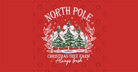 North Pole Pink Christmas Coquette Bow Christmas Tree T Shirt