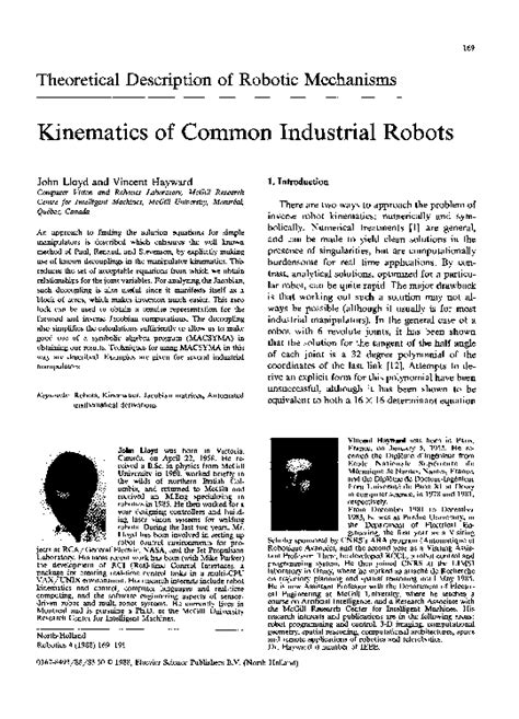 Pdf Kinematics Of Common Industrial Robots