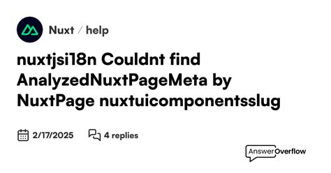 Nuxtjsi18n Couldnt Find Analyzednuxtpagemeta By Nuxtpage Nuxt