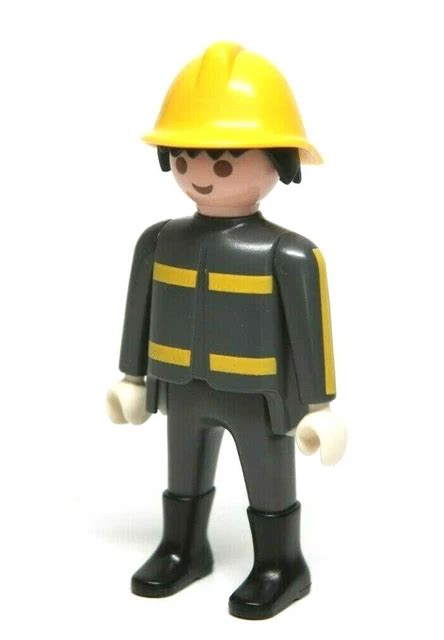 FIGURINE PLAYMOBIL CASERNE De Pompiers Pompier Avec Casque Jaune