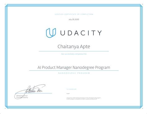 Chaitanya Apte On Linkedin Completed The Ai Product Manager Nanodegree Program From Udacity Next