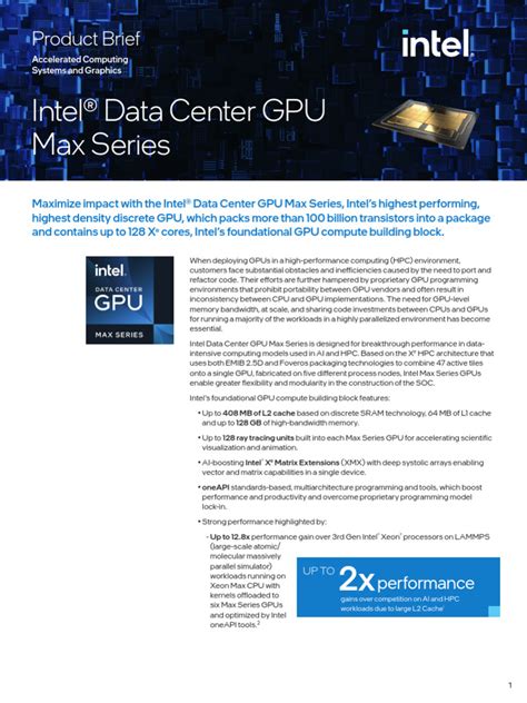 Data Center Gpu Max Series Product Brief Pdf Graphics Processing Unit Supercomputer