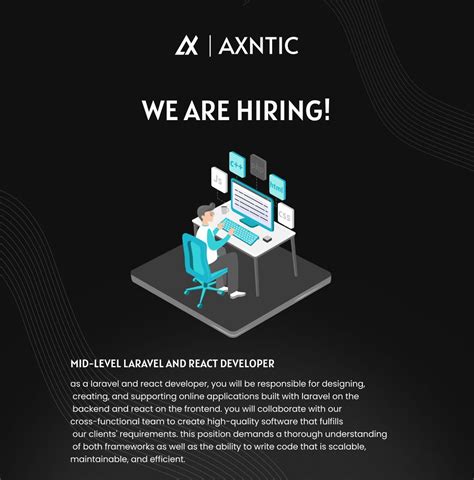 Axntic On Linkedin Job Posting Mid Level Laravel And React Developer