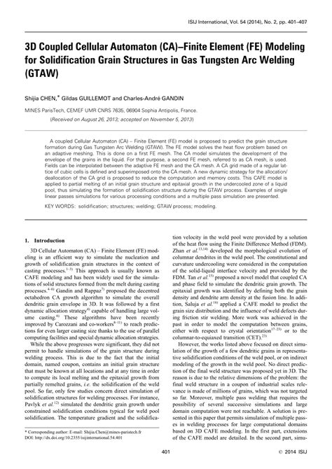 Pdf 3d Coupled Cellular Automaton Ca Finite Element Fe Modeling