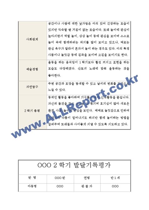 만1세 발달평가 2학기 평가제 발달평가 및 총평유아보육실습일지