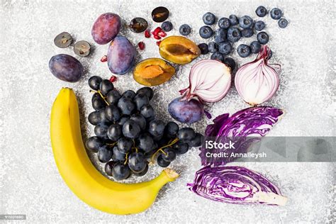 Vegetables And Fruits Rich In Vitamin Anthocyanin Bananas Blueberries