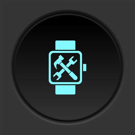 Premium Vector Dark Button Icon Configuration Watch Button Banner Round Badge Interface For
