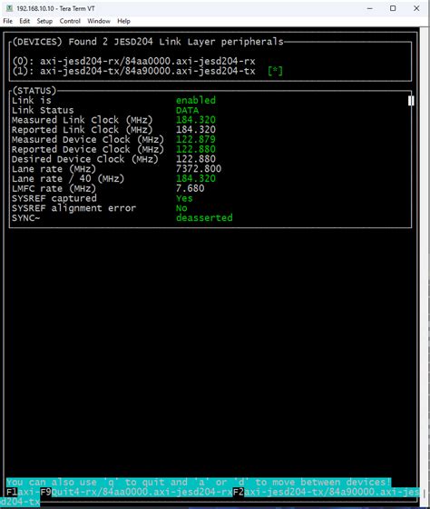 Test JESD B Link Between ADRV And FPGA Both ICs On A Custom Board BER Test Via PRBS