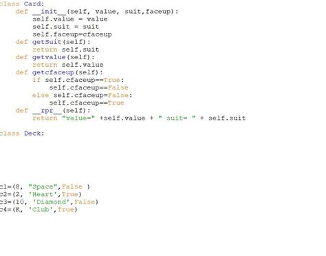Solved Use Python And Finish The Class Deck And Input Part Chegg Com