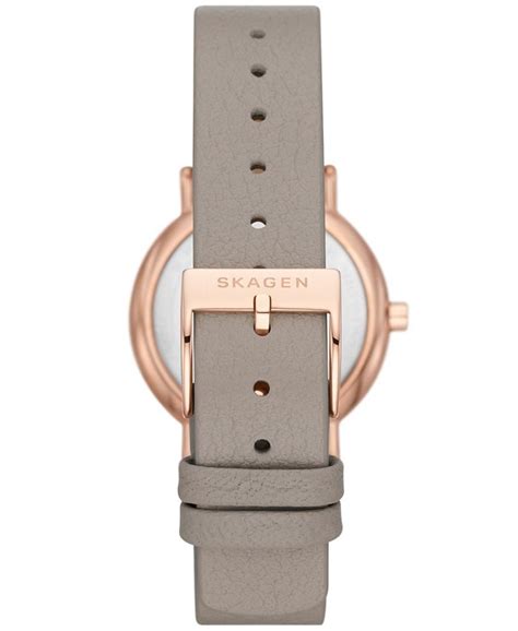Skagen Womens Signatur Lille Sand Leather Strap Watch 30mm Macys
