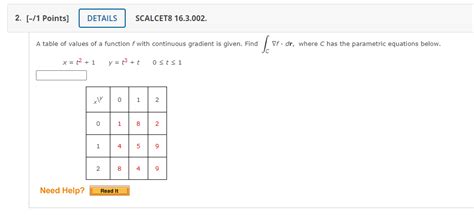 Solved 2 1 Points Details Scalcet8 163002 A Table Of