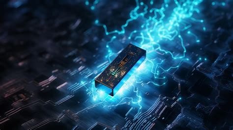 Premium Photo A Close Up Of A Computer Chip With A Lightning Effect Generative Ai