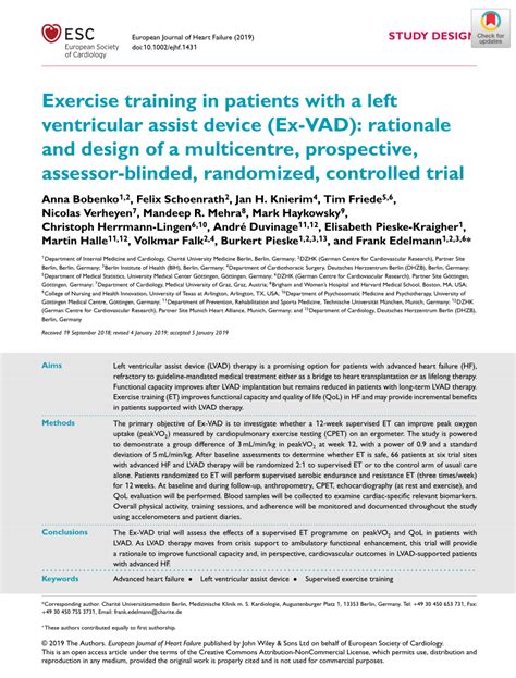 Pdf Exercise Training In Patients With A Left Ventricular Assist