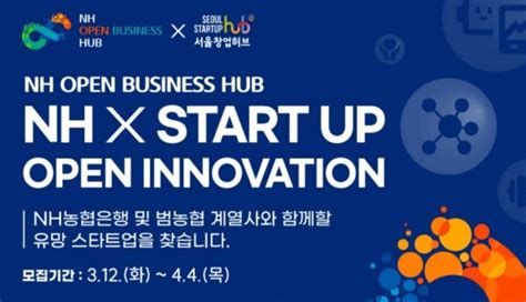 Nh농협은행 Sba와 Nh오픈비즈니스허브 참여 스타트업 모집~4월4일 와우테일
