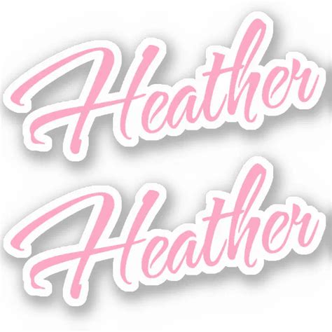 Heather Decorative Name In Pink X2 Sticker Zazzle
