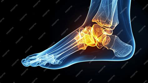 3d Illustration Of The Human Ankle Joint Showing Bones Ligaments And