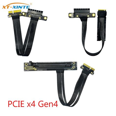 PCIE X4 Gen4 High Speed Extension Cable Silver Plated GEN 4 PCIe 4x To X4 Male To Female PCIe