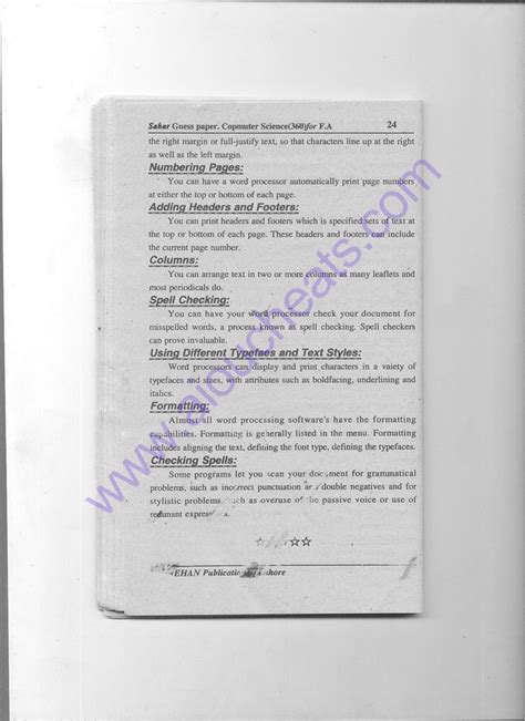 Solved Guess Papers Of Aiou Free Computer Science Code 360 In English