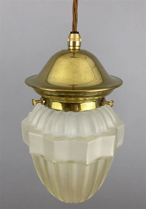 Art Deco Frosted Glass Acorn Pendant Light 22386 Ashby Lighting