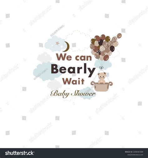 We Can Bearly Wait Text Teddy Stock Vector Royalty Free 2208363589