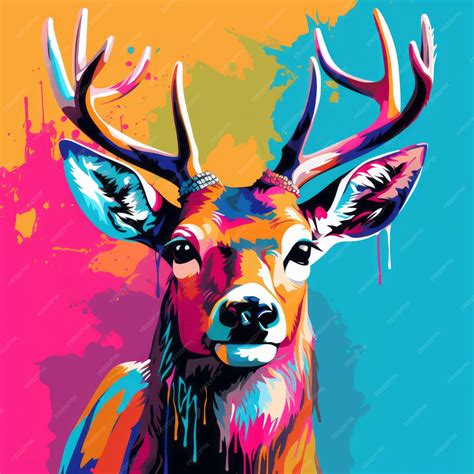 Premium Photo Colorful Pop Art Deer A Vibrant And Realistic Illustration