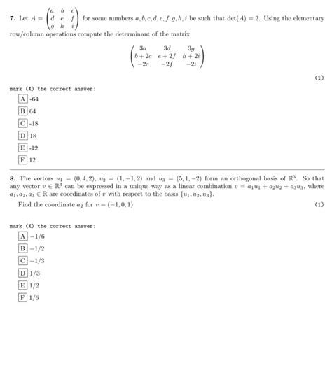 Solved A B C Let A D E F For Some Numbers A B C D Chegg