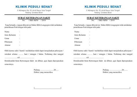 Detail Surat Keterangan Sakit Dari Klinik Koleksi Nomer
