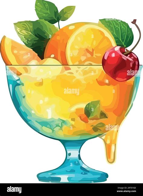 Juicy Citrus Cocktail Fresh Summer Refreshment Design Stock Vector