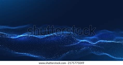 Wave Blue Particles Abstract Technology Flow Stock Vector Royalty Free