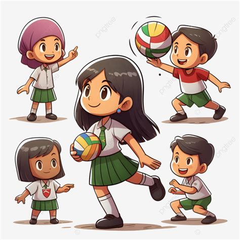 배구를 하는 아이들 배구 아이 그림 배구를하다 Png 일러스트 및 이미지 에 대한 무료 다운로드 Pngtree