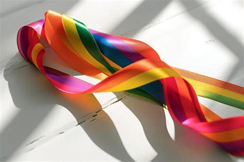 Premium Photo Rainbow Ribbons On White Wooden Background Lgbt Lesbian