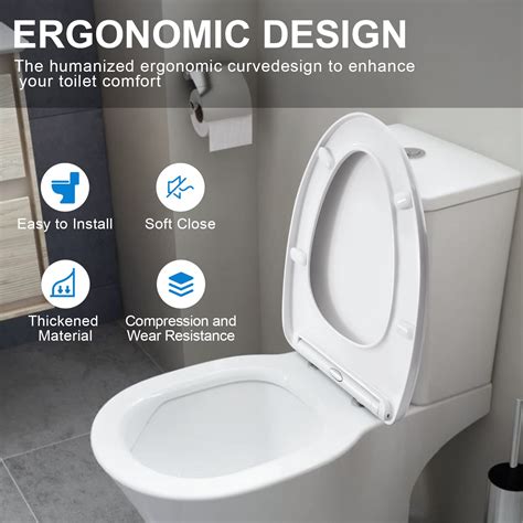 Muu Toilet Seat Slow Close White Heavy Duty Toilet Seat With Non Slip