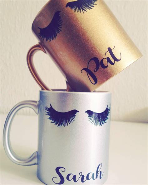 Eyelashes Mug In Gold Silver Luxury Eye Lashes Personalised Etsy Uk