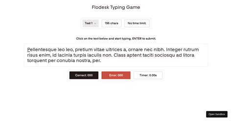 Typing Game Codesandbox