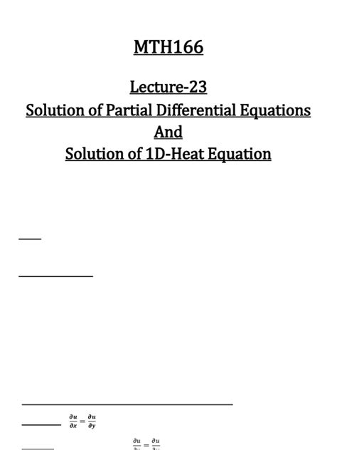 Lecture 23separation Of Variables Solution Of Pde Pdf Partial Differential Equation