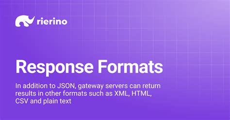 Response Formats Rierino Response Formats Rierino