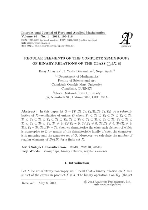 pdf regular elements of the complete semigroups of binary relations