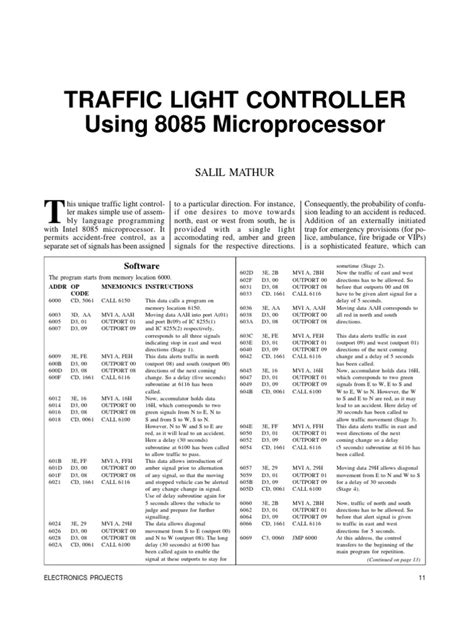 traffic light controller using 8085 microprocessor pdf computer