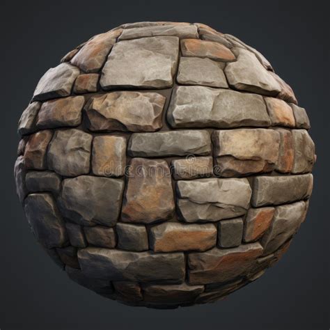 Medieval Inspired 3d Rock Sphere Texture With Flat Shading Stock