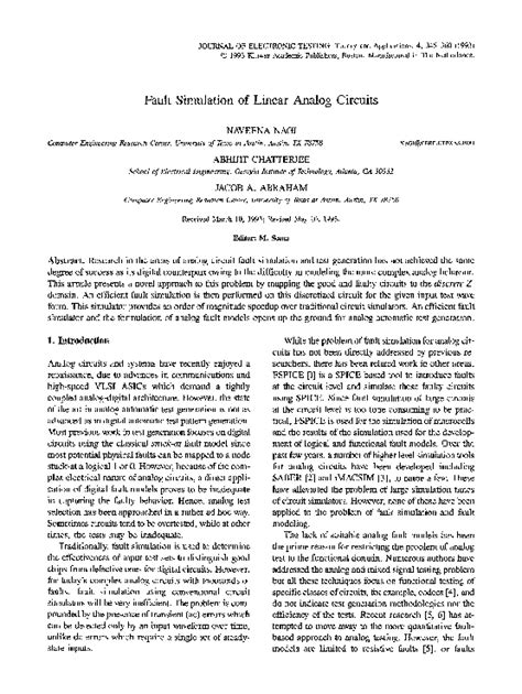 pdf fault simulation of linear analog circuits